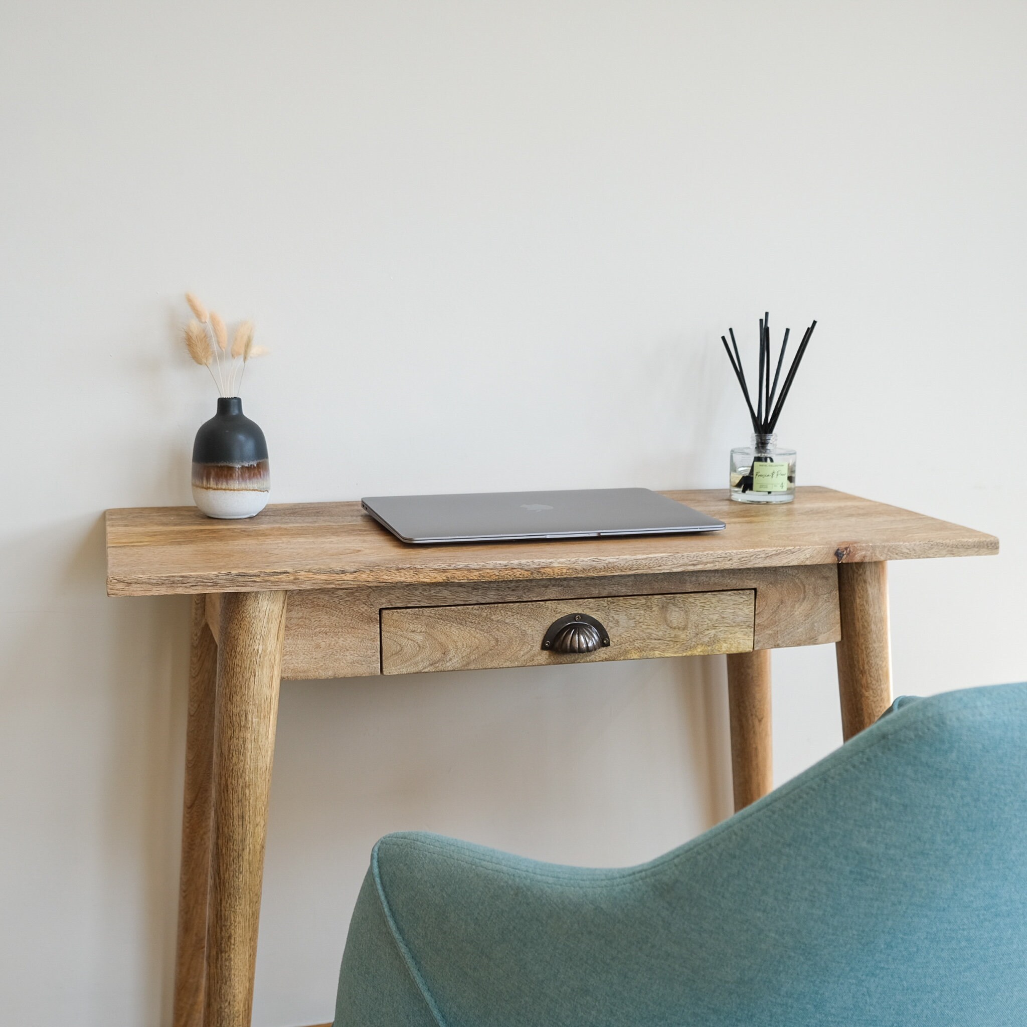 Nordic Writing Desk 1 Storage Drawer Light Mango Wood Scandinavian Style Bureau Retro Rustic Work Kids Desk Hand Painted Option Available Etsy UK