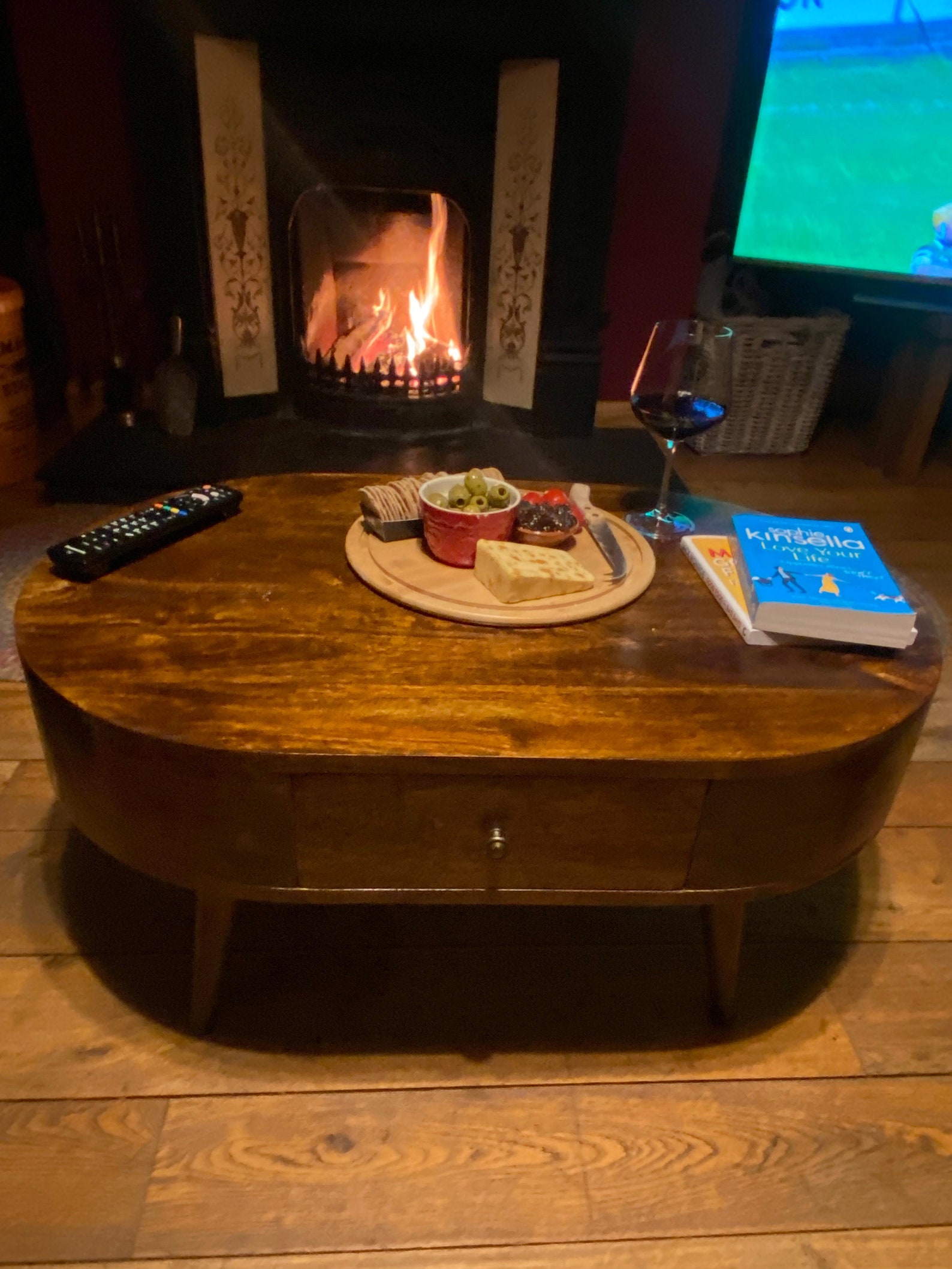 Oval Coffee Table 2 Storage Drawers Chestnut Mango Wood Curved - Etsy