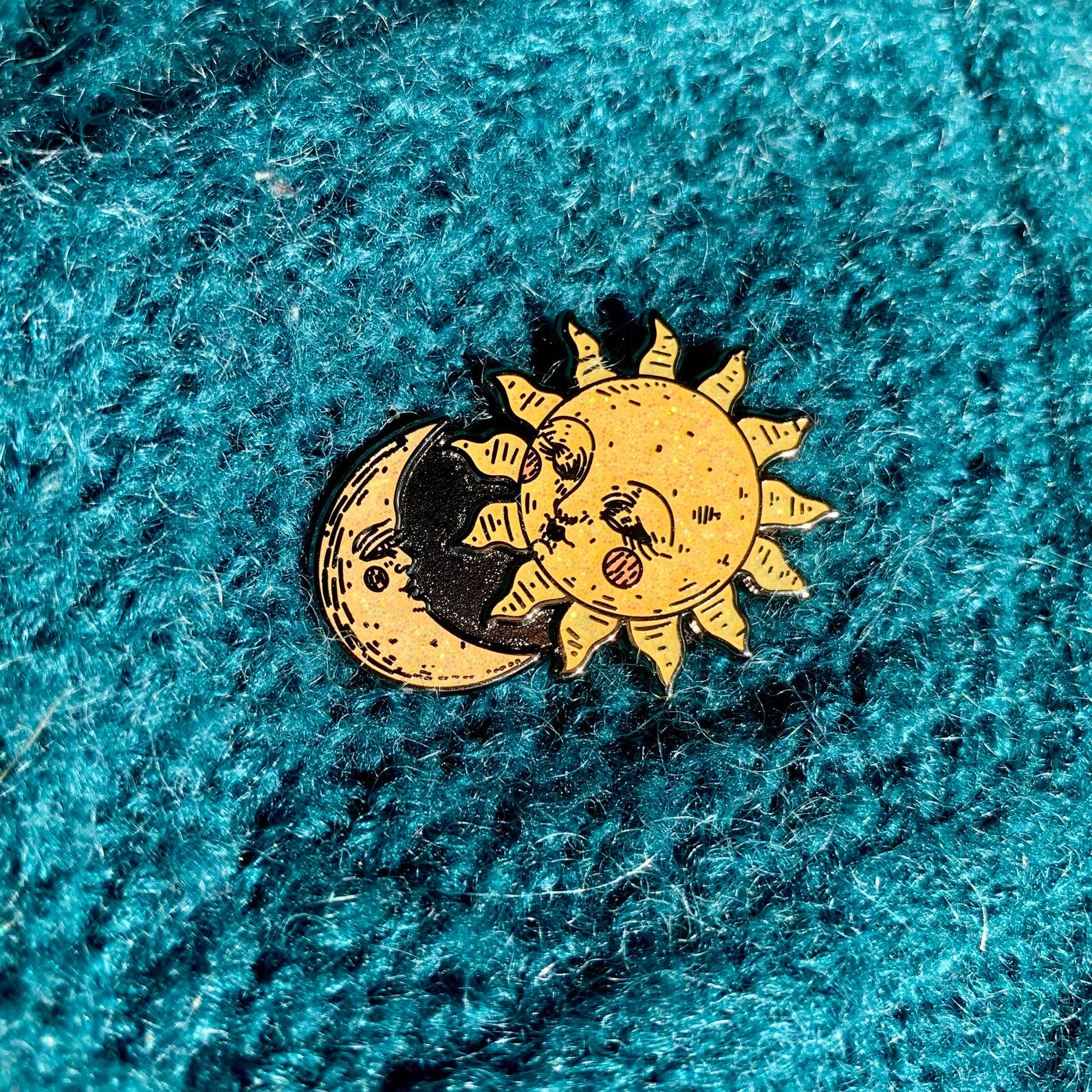 Celestial Romance Glitter Hard Enamel Pin Black - Etsy