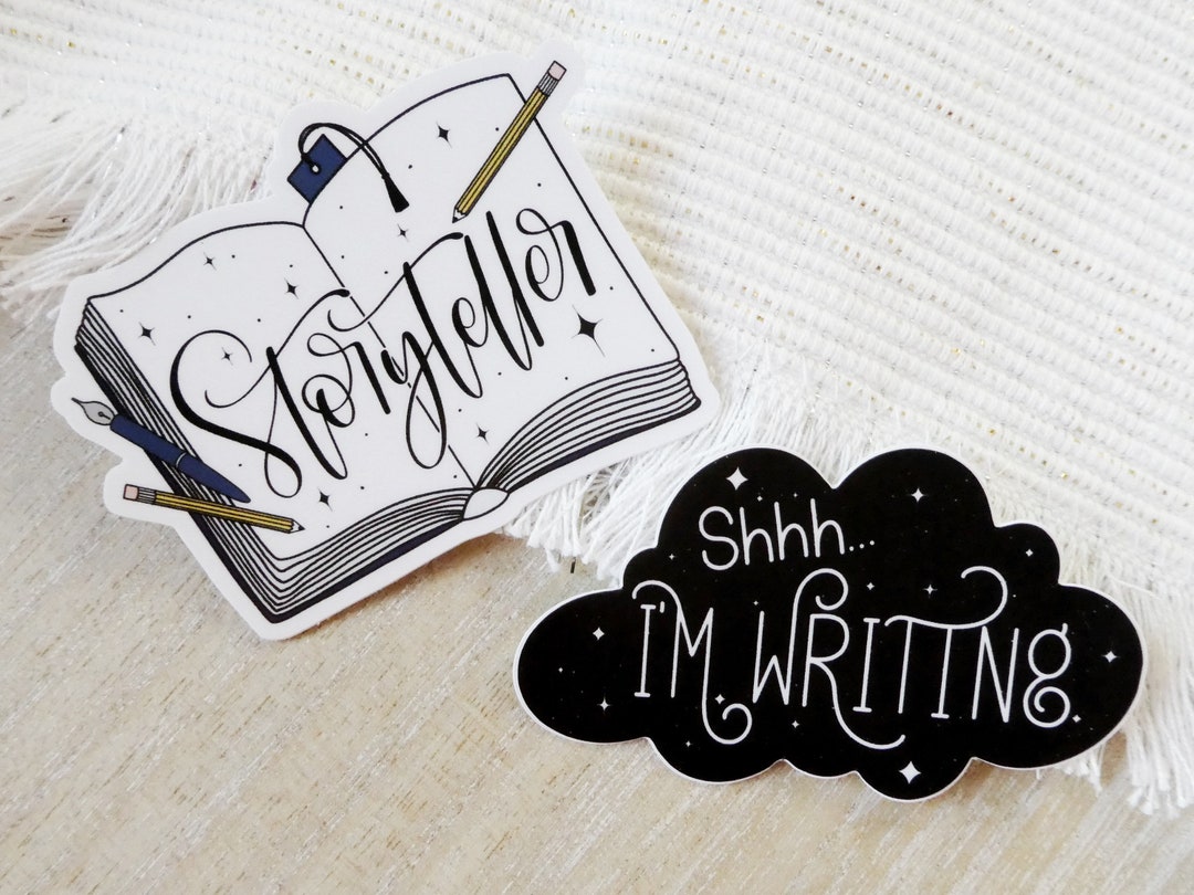 Two Sticker Set! Storyteller and Shhh...i'm Writing 3" Vinyl Stickers ...
