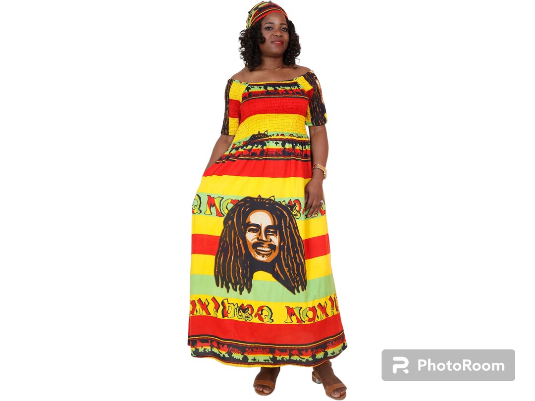 Bob Marley Dress 100% Cotton Different Colors Floor-length Dress Rasta ...