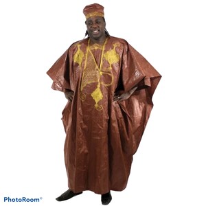 African Grand Boubou With Kufi Hat One Size African Mens Pant Set ...
