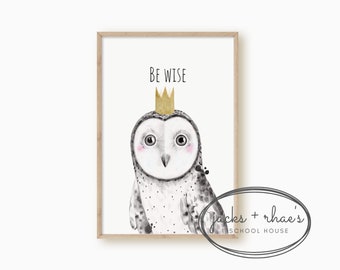 Be Wise Owl Wall Art Nursery Wall Art Child's Room Wall - Etsy