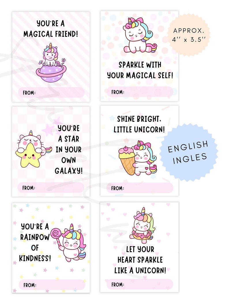 Printable Unicorn Valentine's Day Cards for Kids, Classroom, Dual ...