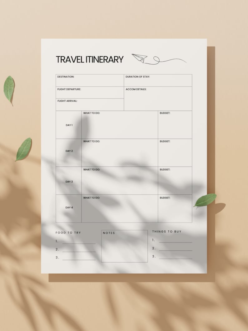 Minimalist Travel Planner Printable, Vacation Plan, Travel Template ...