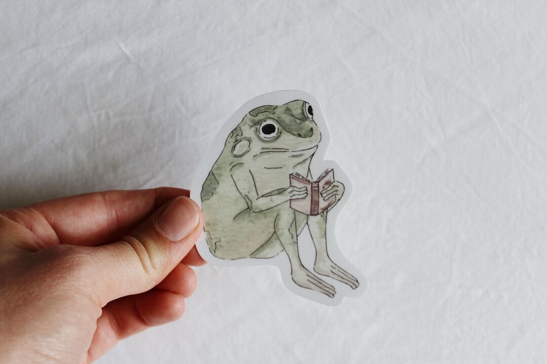 Reading Frog Sticker, Book Frog Sticker, Book Lover Frog, Frog Sticker ...