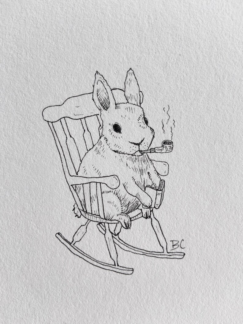 Rabbit Illustration Realistic Bunny Pen Drawing Rabbit | Etsy