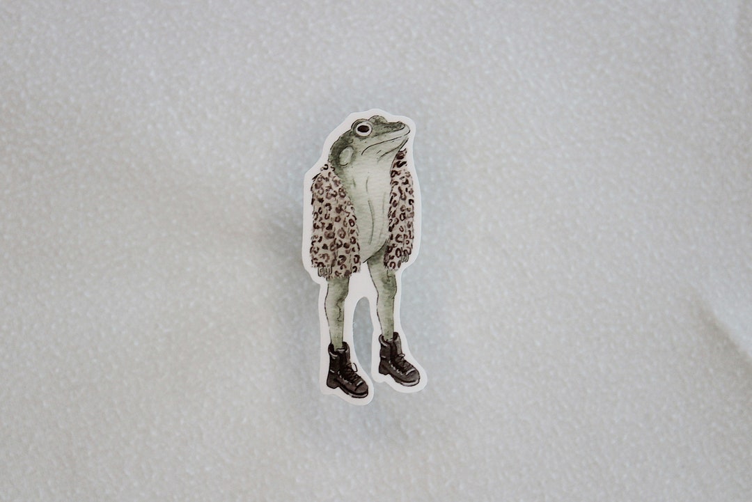Fashionista Frog in Cheetah Coat Sticker, Frog in Fur Coat, Frog in ...