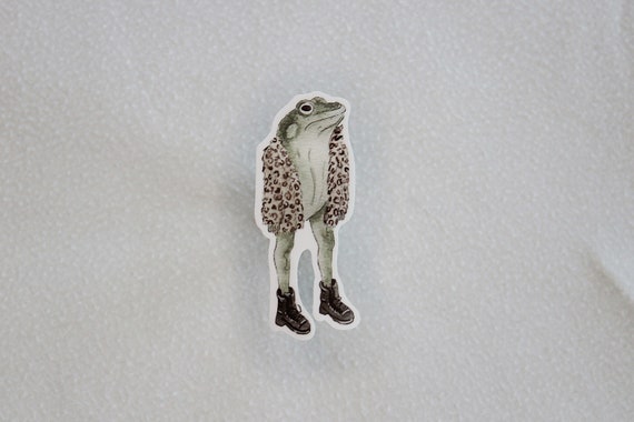 Fashionista Frog in Cheetah Coat Sticker Frog in Fur Coat - Etsy
