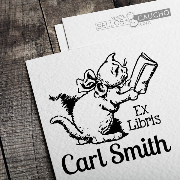Cat Reading Stamp - Etsy