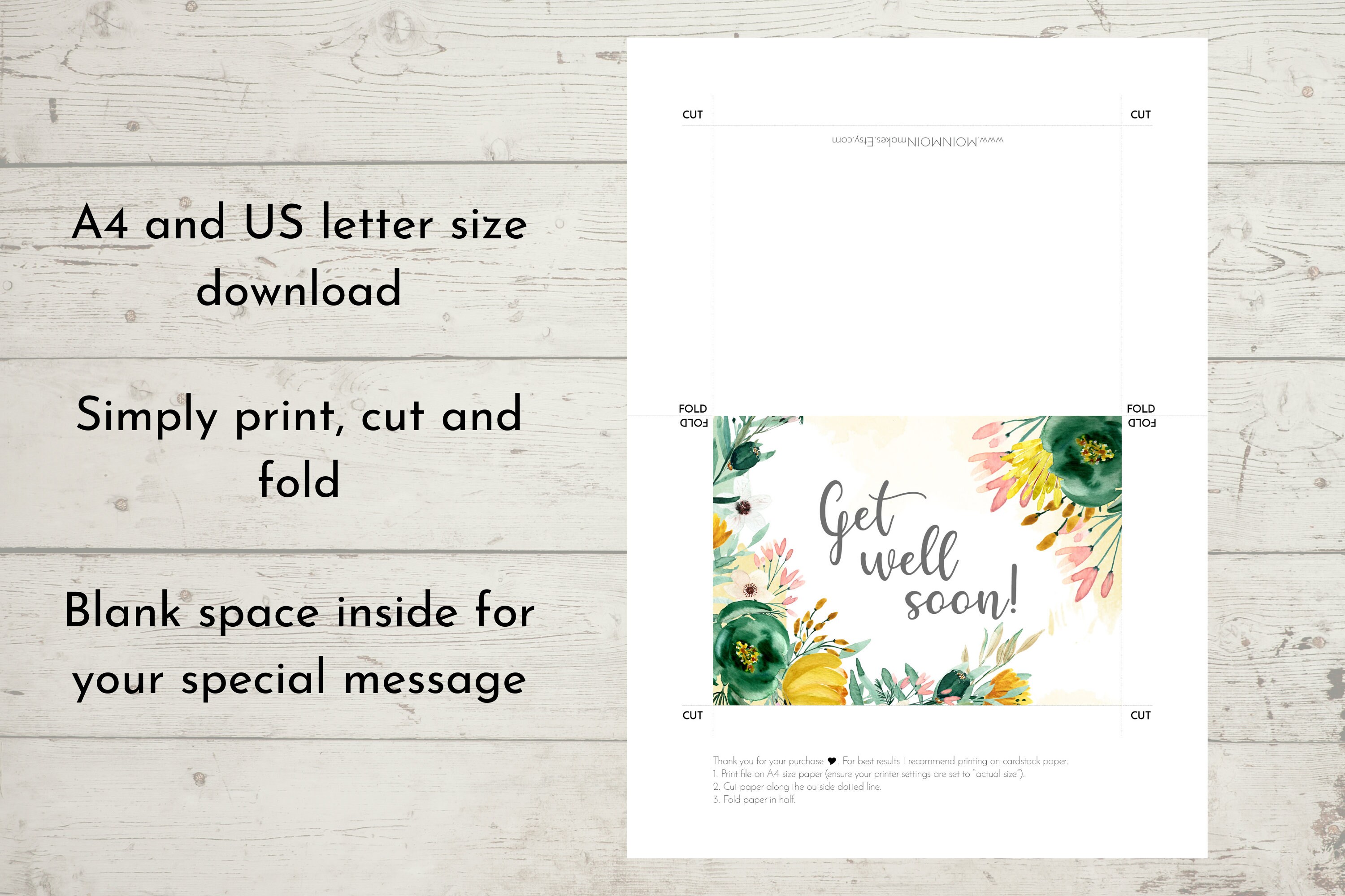 Tarjeta Get Well Soon, Tarjeta imprimible, Descarga instantánea ...