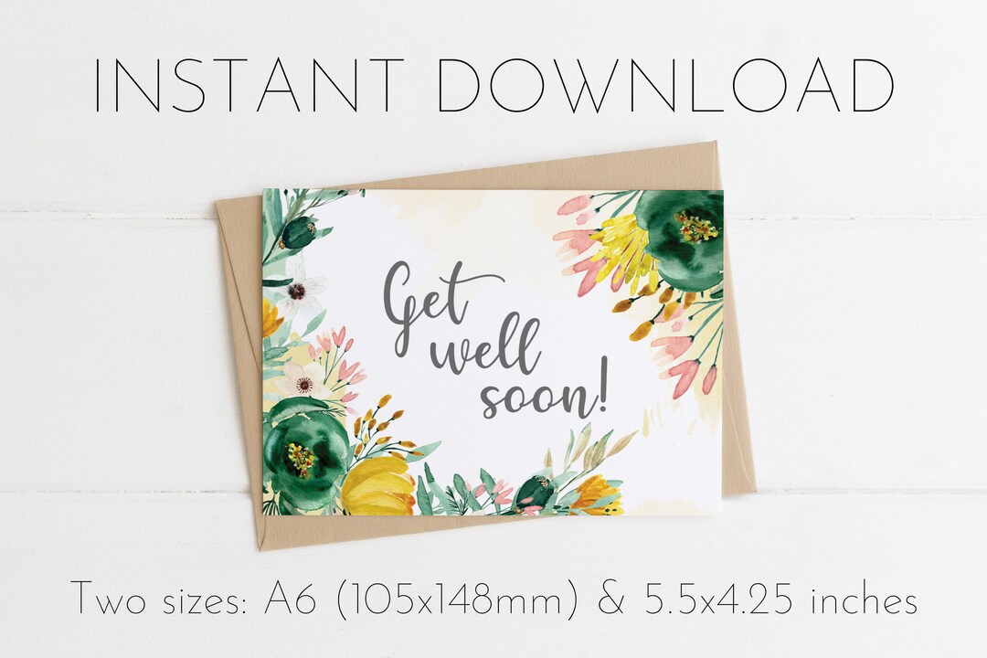 Tarjeta Get Well Soon, Tarjeta imprimible, Descarga instantánea ...