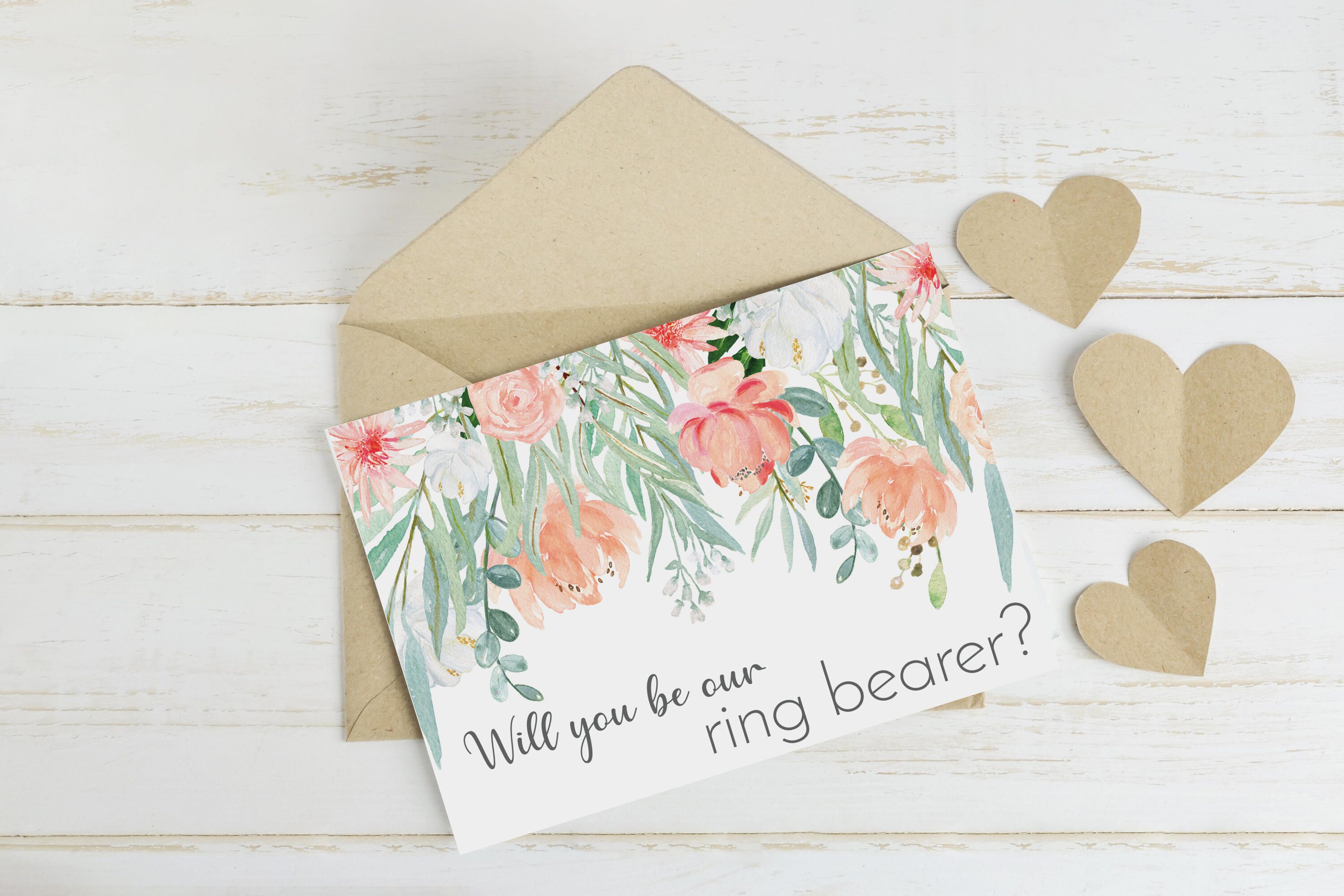 Blush Pink Ring Bearer Proposal Card, Wedding Day, Printable Greeting ...