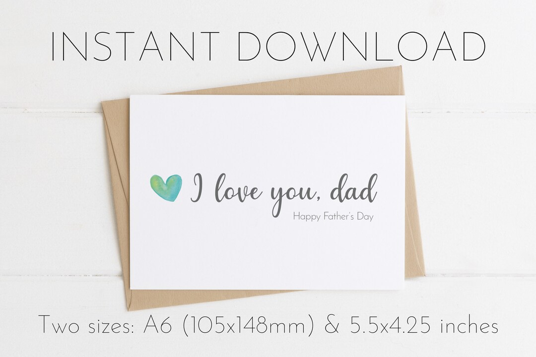 Happy Father's Day Card, Printable Card, Instant Download, Minimalist ...