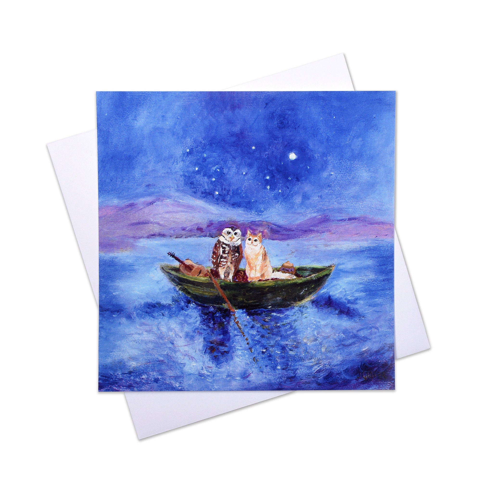 Owl and Pussycat Anniversary Card: Edward Lear Poem, Romantic Art - Etsy