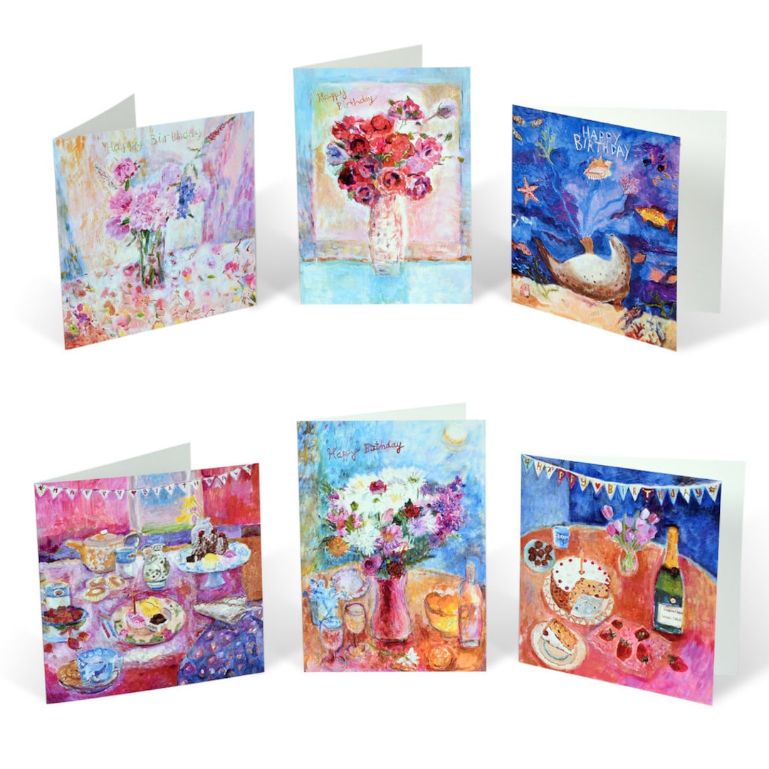 Floral Birthday Card Set: Unique Art Greeting Cards With Envelopes - Etsy