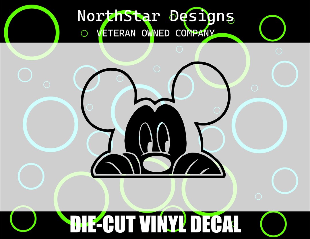 2X PEEKING MICKEY MOUSE Disney -vinyl Die-cut Peel N' Stick Decals - Etsy