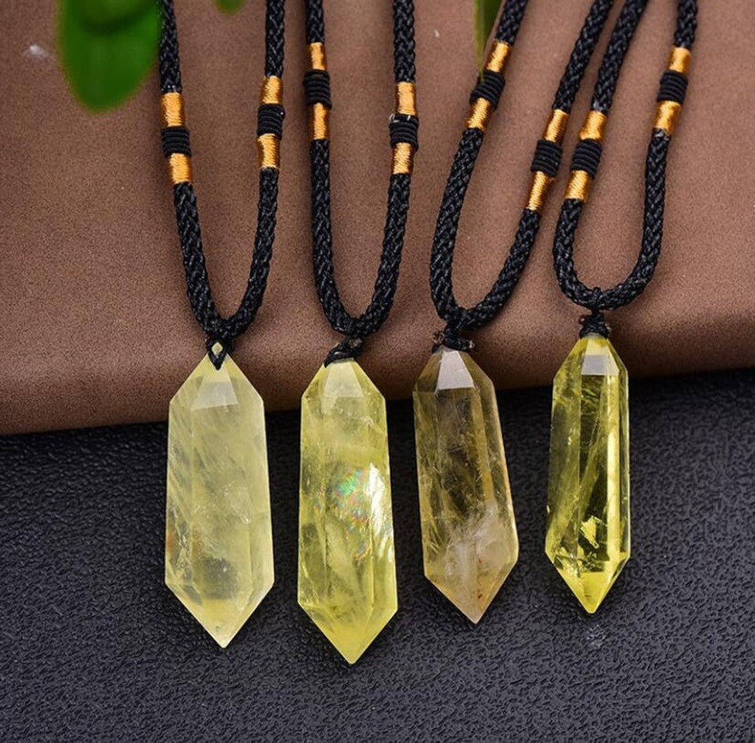 Raw Citrine Pendant Necklace-natural Crystal Wand Points - Etsy