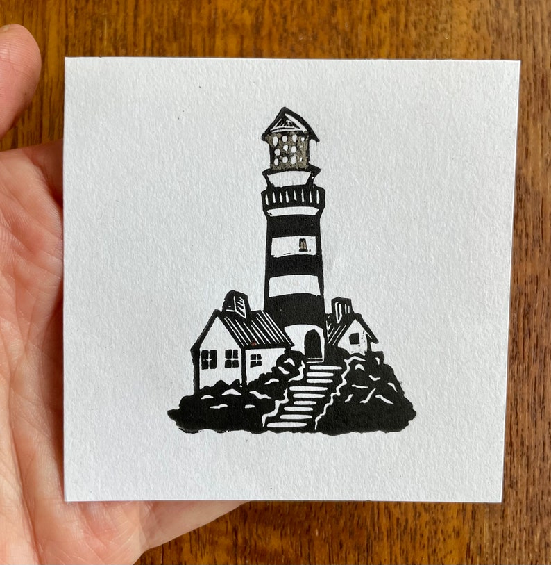 Mini Lighthouse, Linocut Art Prints - Etsy