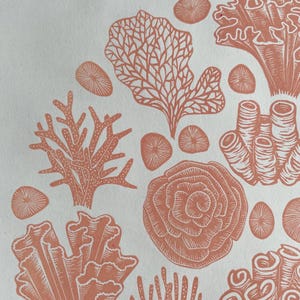 Coral Circle, Original Linocut Art Print - Etsy