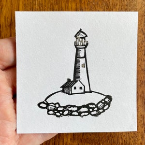 Mini Lighthouse, Linocut Art Prints - Etsy