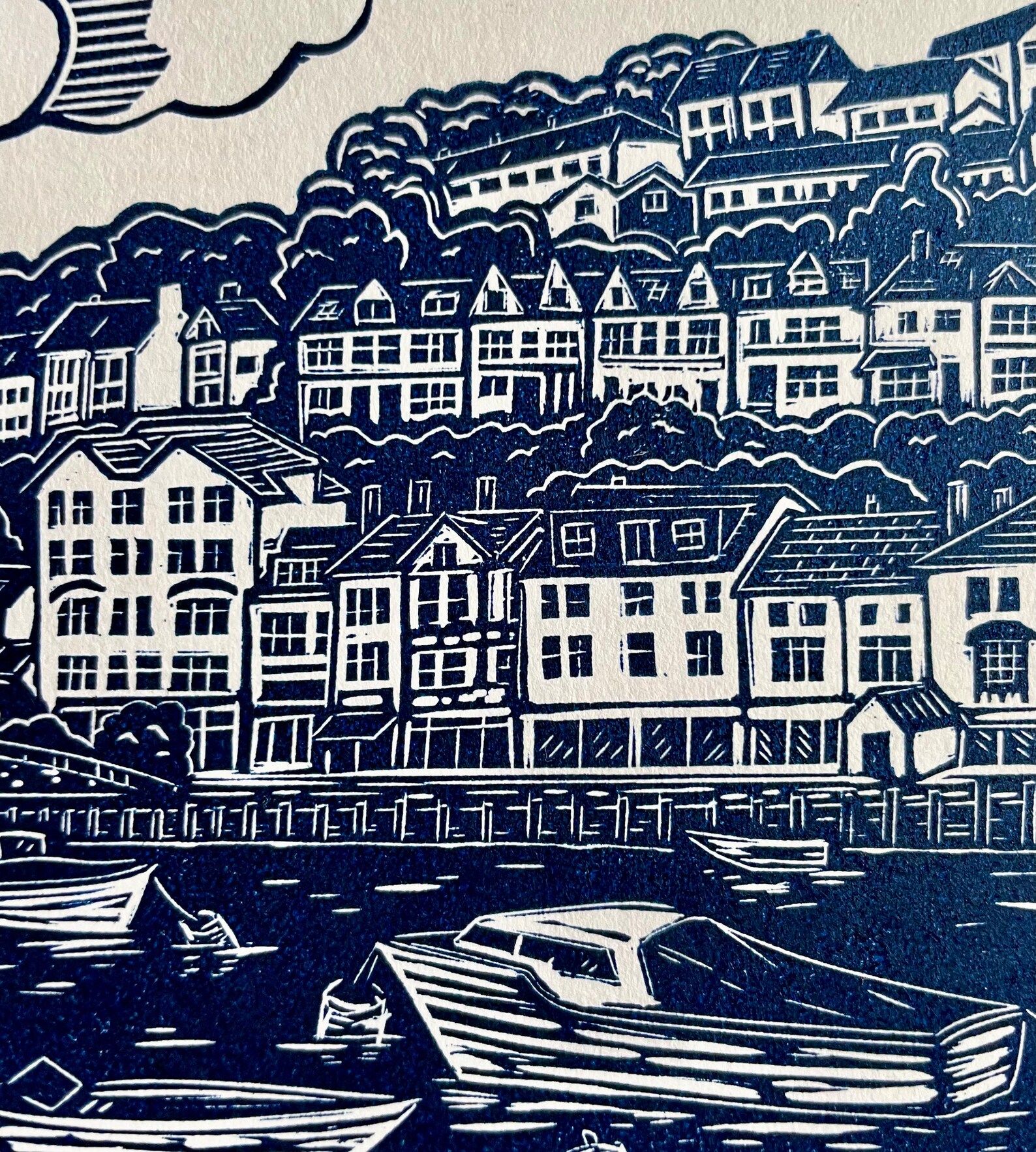 Looe Waterfront, Original Linocut Print, Cornwall, UK - Etsy