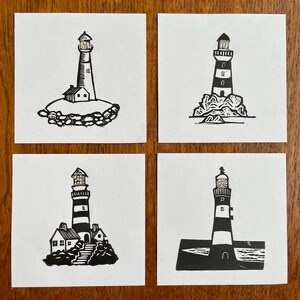 Mini Lighthouse, Linocut Art Prints - Etsy