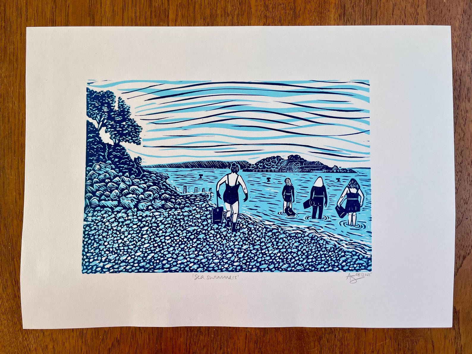 Sea Swimmers, Original Linocut Art Print - Etsy