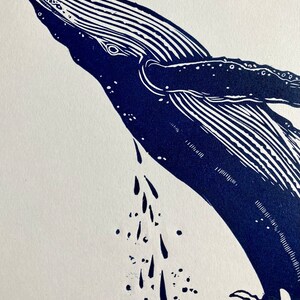 Happy Whale, Original Linocut Art Print - Etsy