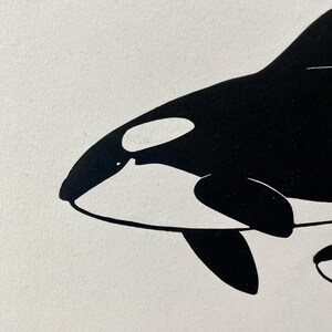 Original Linocut Art Print, Orca Whales, Parent and Child - Etsy