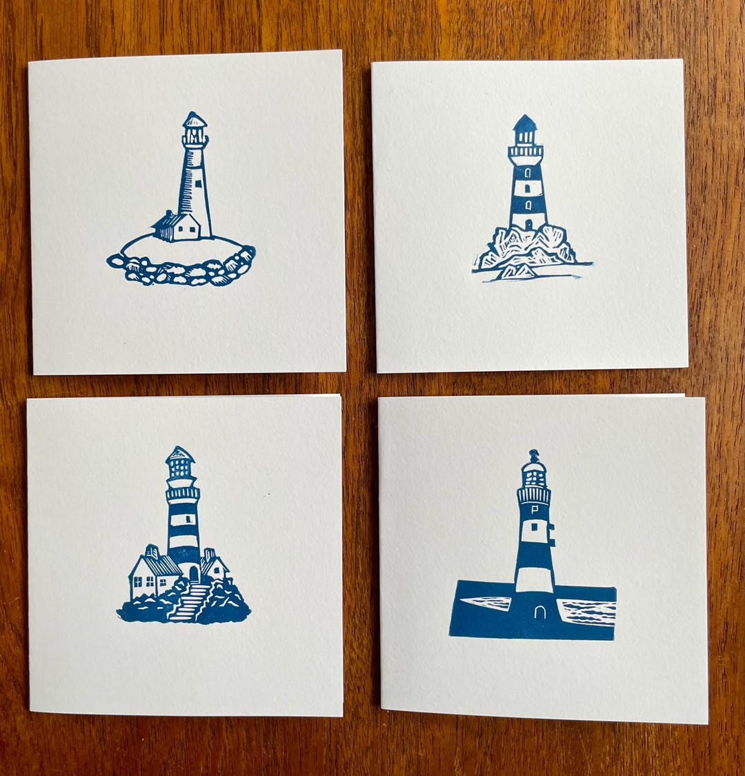 Mini Lighthouse Cards, Linocut Art Prints - Etsy