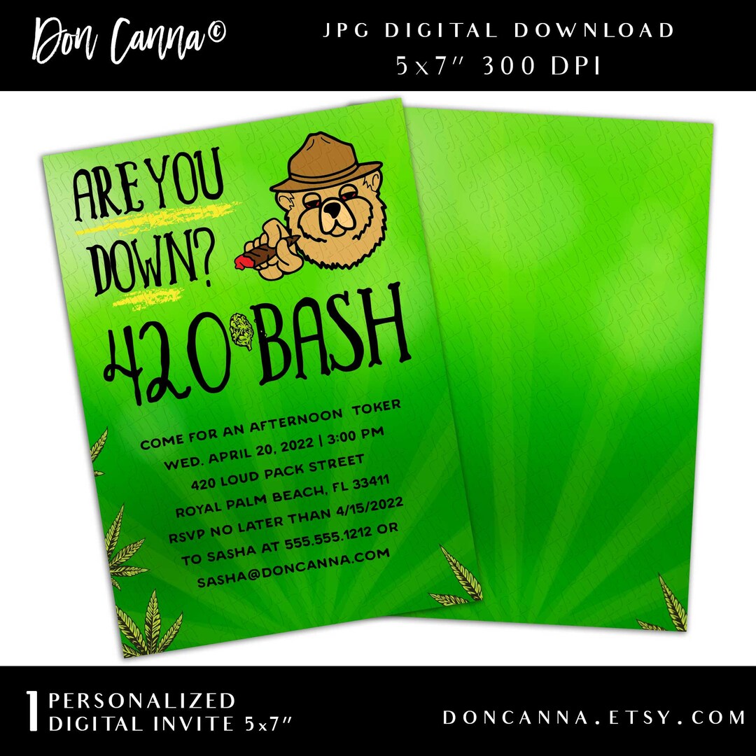 420 Cannabis Invitations Funny Weed Party - Etsy
