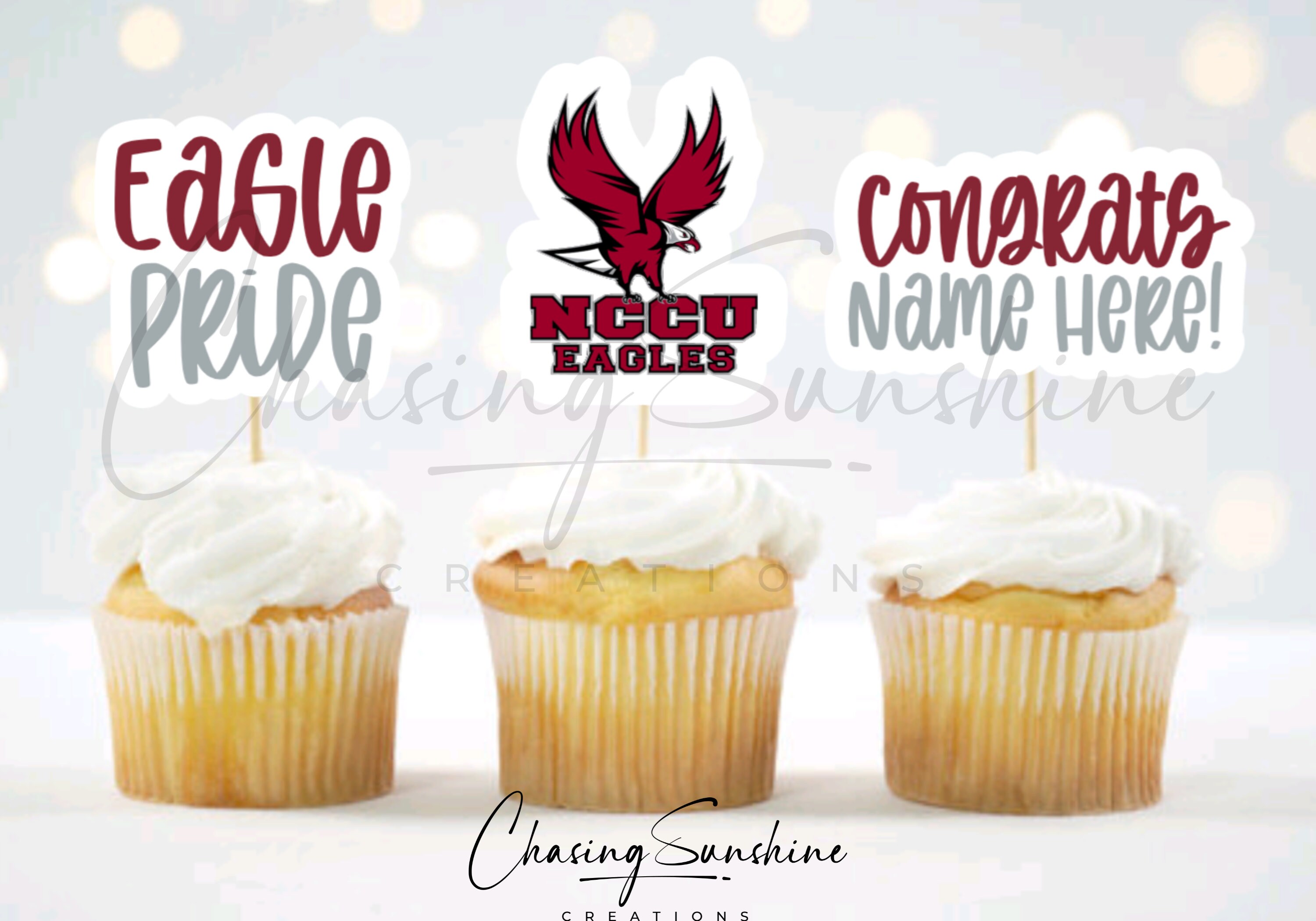 NCCU HBCU Cupcake Toppers - Etsy