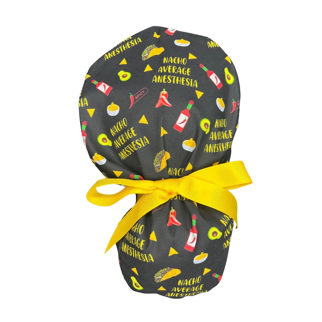 Louis + Phil Nacho Average Anesthesia Ribbon Tie Ponytail Scrub Cap - Etsy