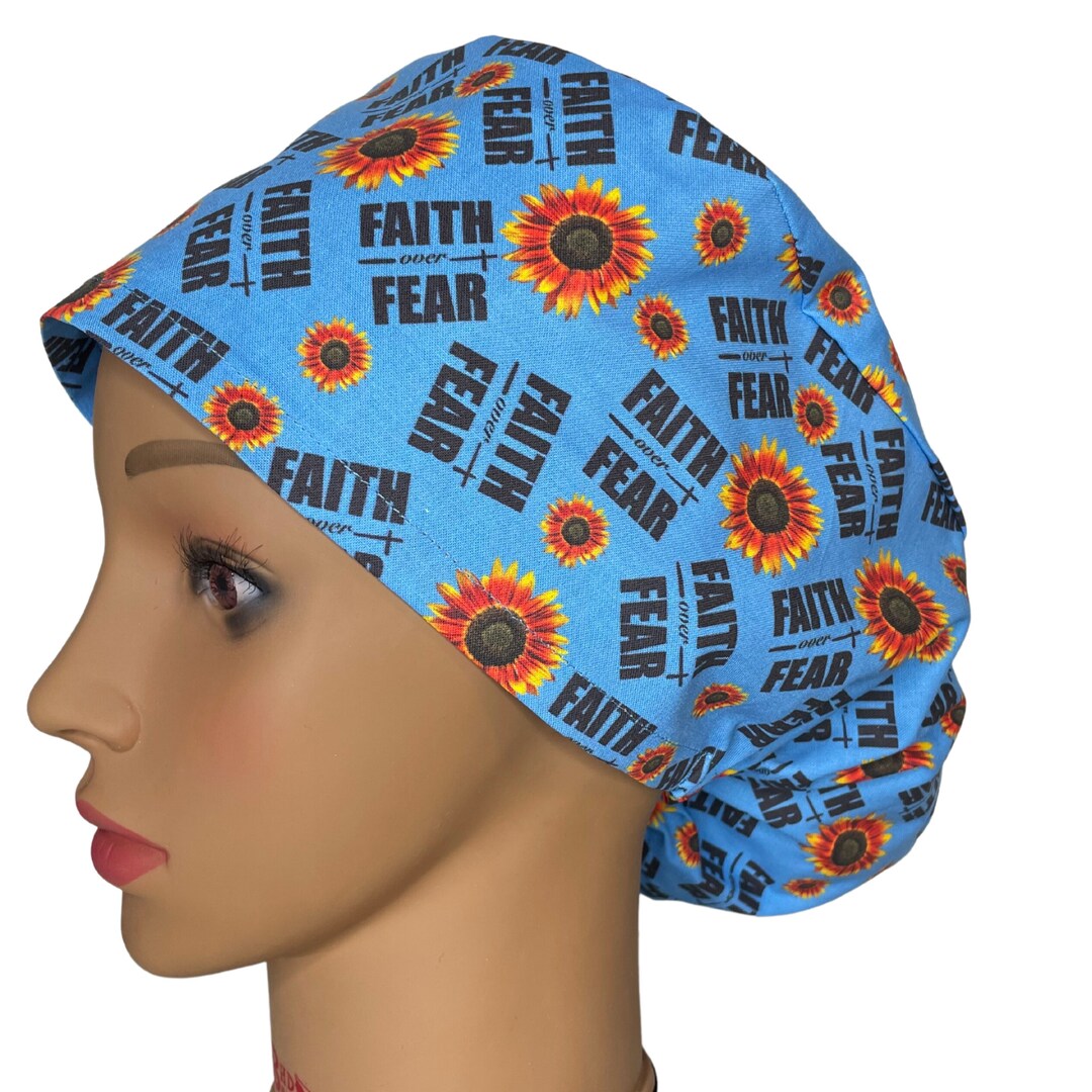 Louis + Phil Faith Over Fear Sunflower Euro Scrub Cap - Etsy