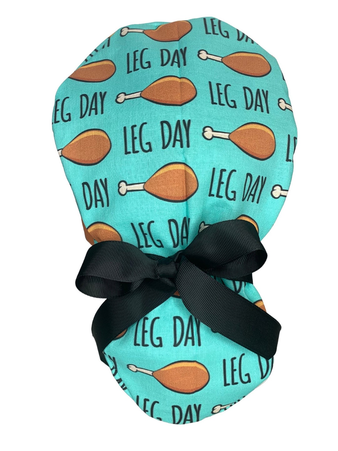 Leg Day Thanksgiving Scrub Cap Ribbon Tie Ponytail Euro or - Etsy