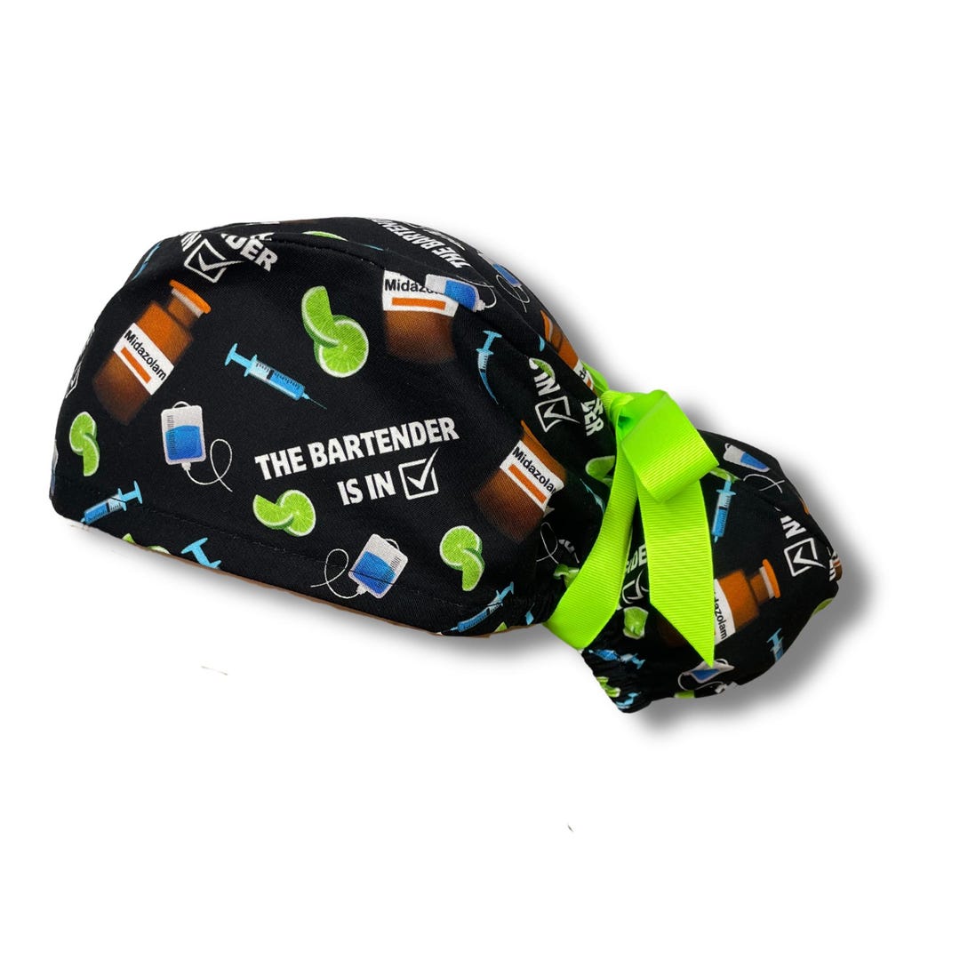Louis + Phil the Bartender is in Ribbon Tie Ponytail Scrub Cap - Etsy