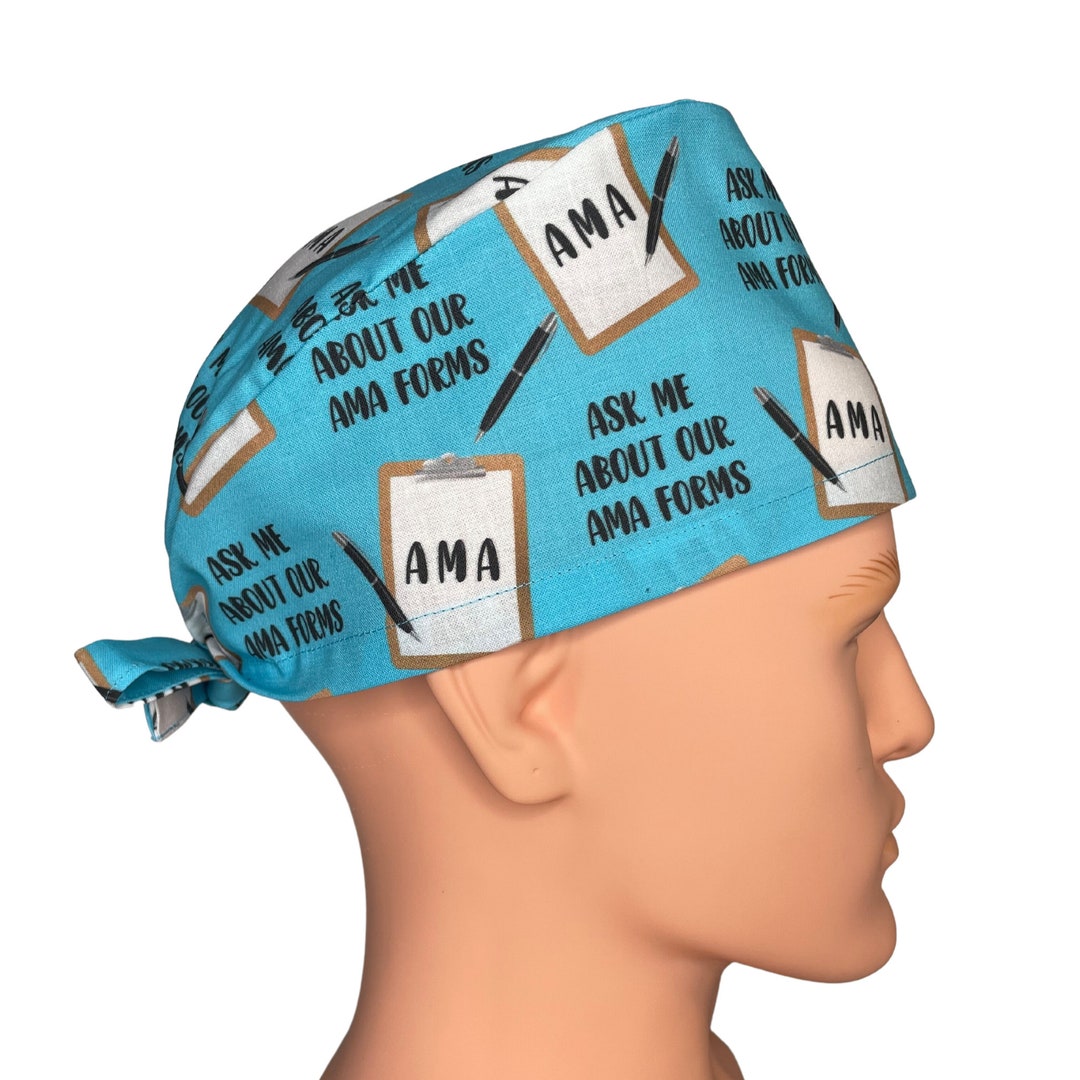 Ask Me About Our AMA Forms Men's Tieback, Womens Ponytail Scrub Cap ...