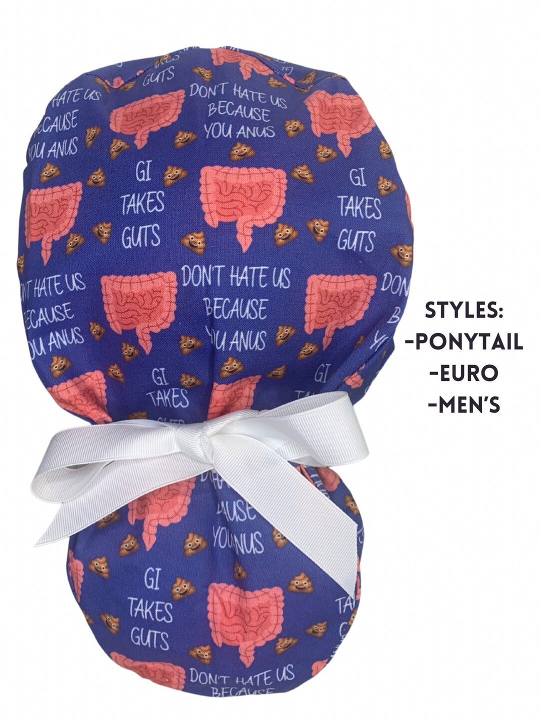 Louis + Phil GI Takes Guts Ribbon Tie Ponytail Scrub Cap - Etsy