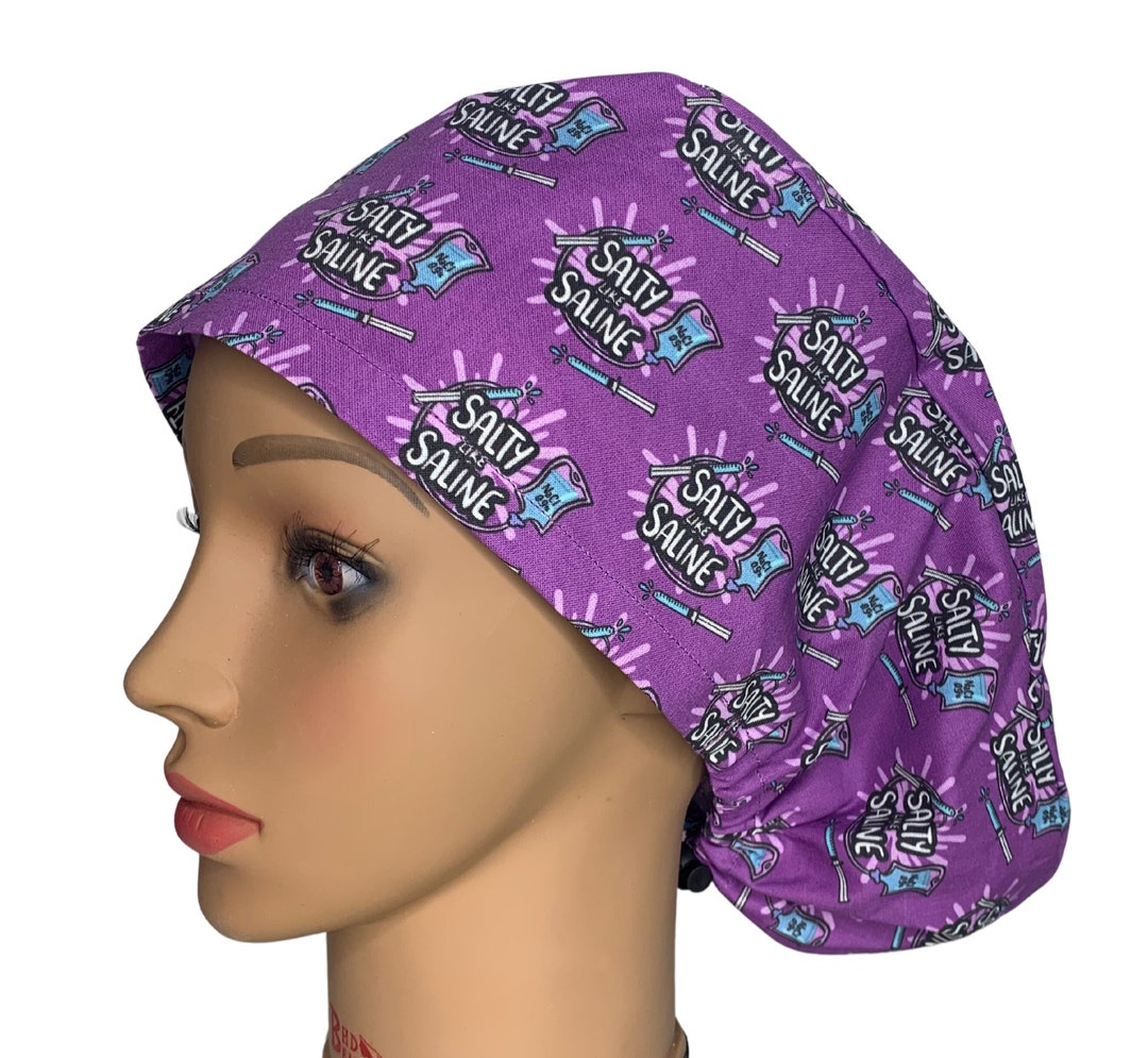 Salty Like Saline Euro Scrub Cap. Women's Ponytail Scrub Cap. Funny ...