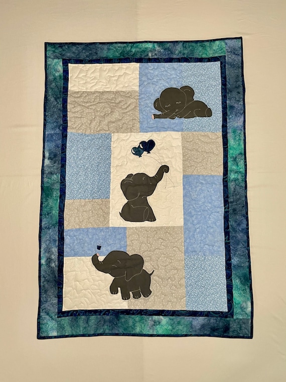 Premium Hand-made Baby Applique Quilt: 'blue Baby | Etsy