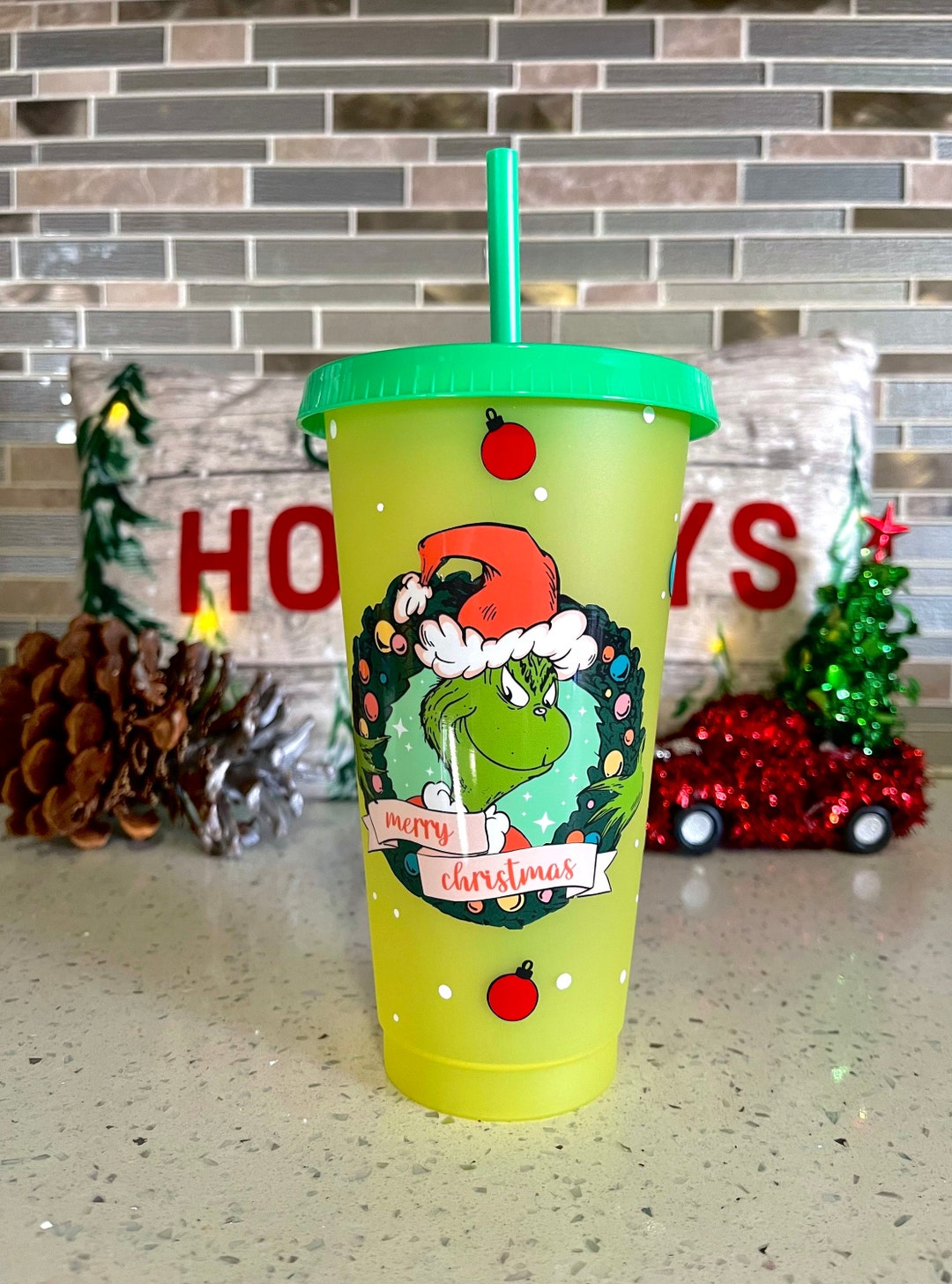 Grinch Color Changing 24 Oz Cold Cup - Etsy
