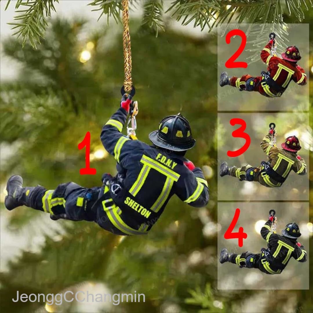 Personalized Firefighter Christmas 2 Sided Ornament for - Etsy UK