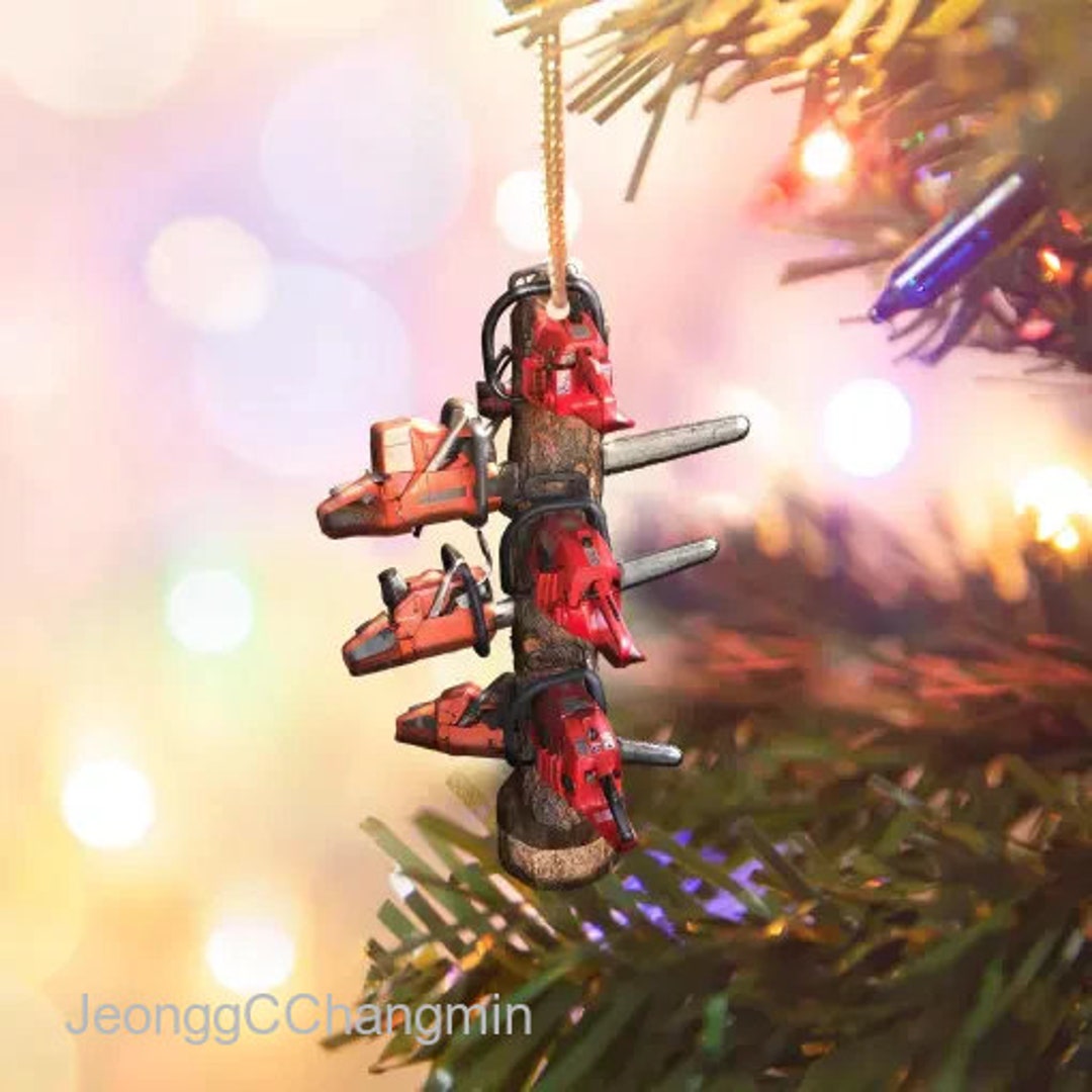 Personalized Christmas Ornament Chainsaws on Shelf Christmas - Etsy