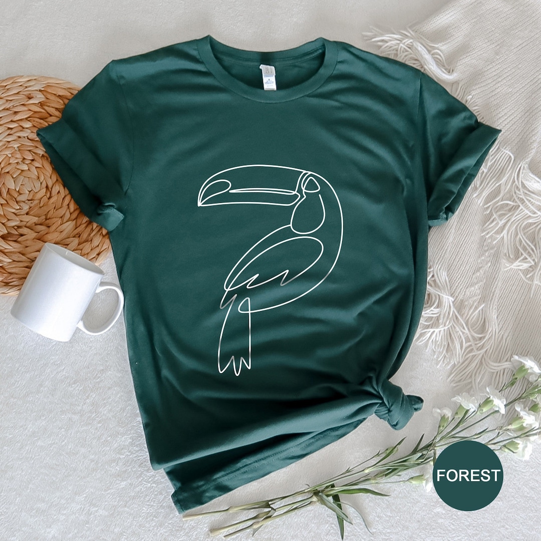 Parrot Tee, Toucan T-shirt, Art Line Parrot Tee, Nature Lover Shirt ...