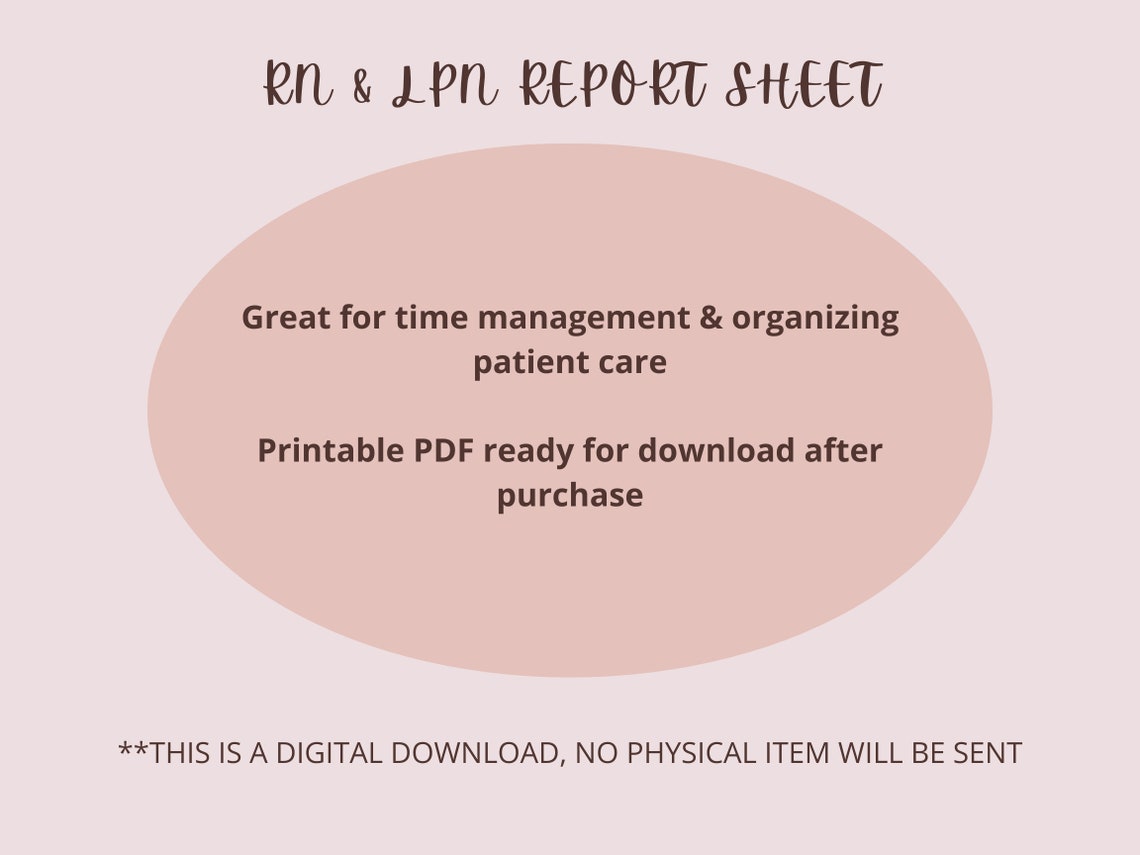 RN Report Sheet, LPN Report Sheet, 4 Patient Report Sheet, 5 Patient ...