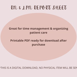 RN Report Sheet, LPN Report Sheet, 4 Patient Report Sheet, 5 Patient ...