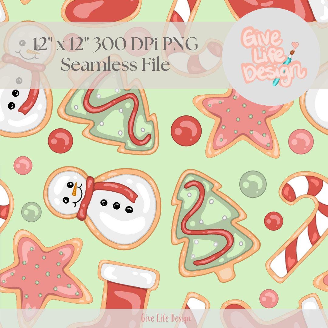 Christmas Sugar Cookie Seamless Pattern, Hand-drawn PNG (digital Download) - Etsy