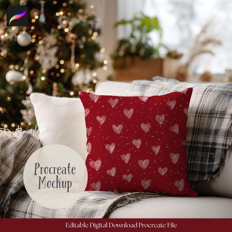 Christmas Pillow Procreate Mockup, Seamless File (digital Download) - Etsy