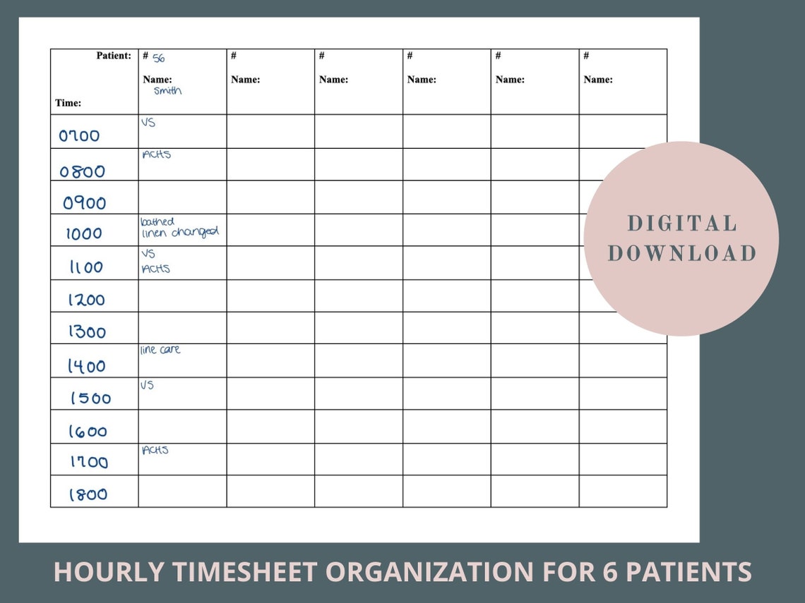 CNA/PCT Report Sheet & Hourly Organization Printable PDF - Etsy